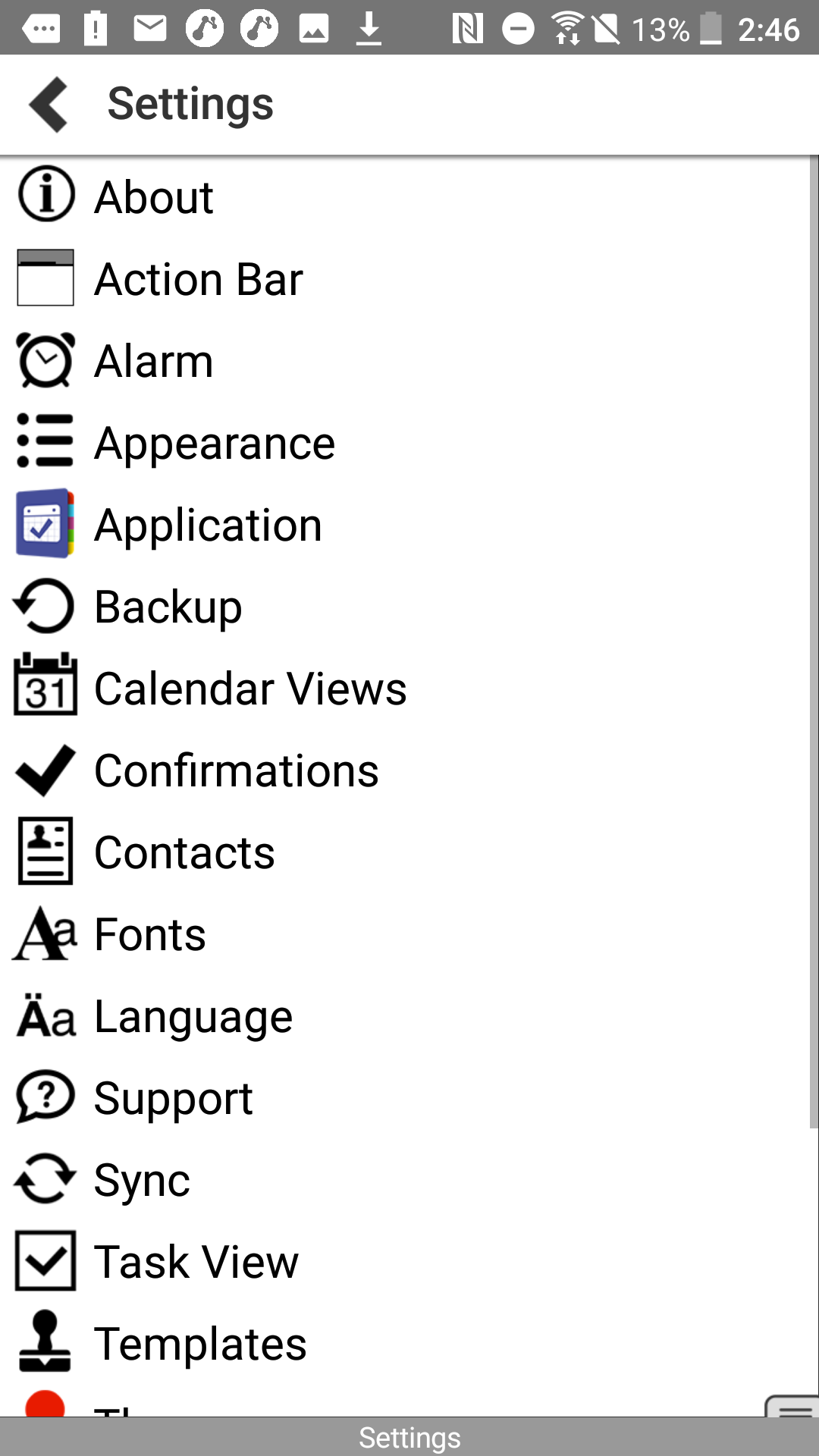 2 settings - Pocket Informant