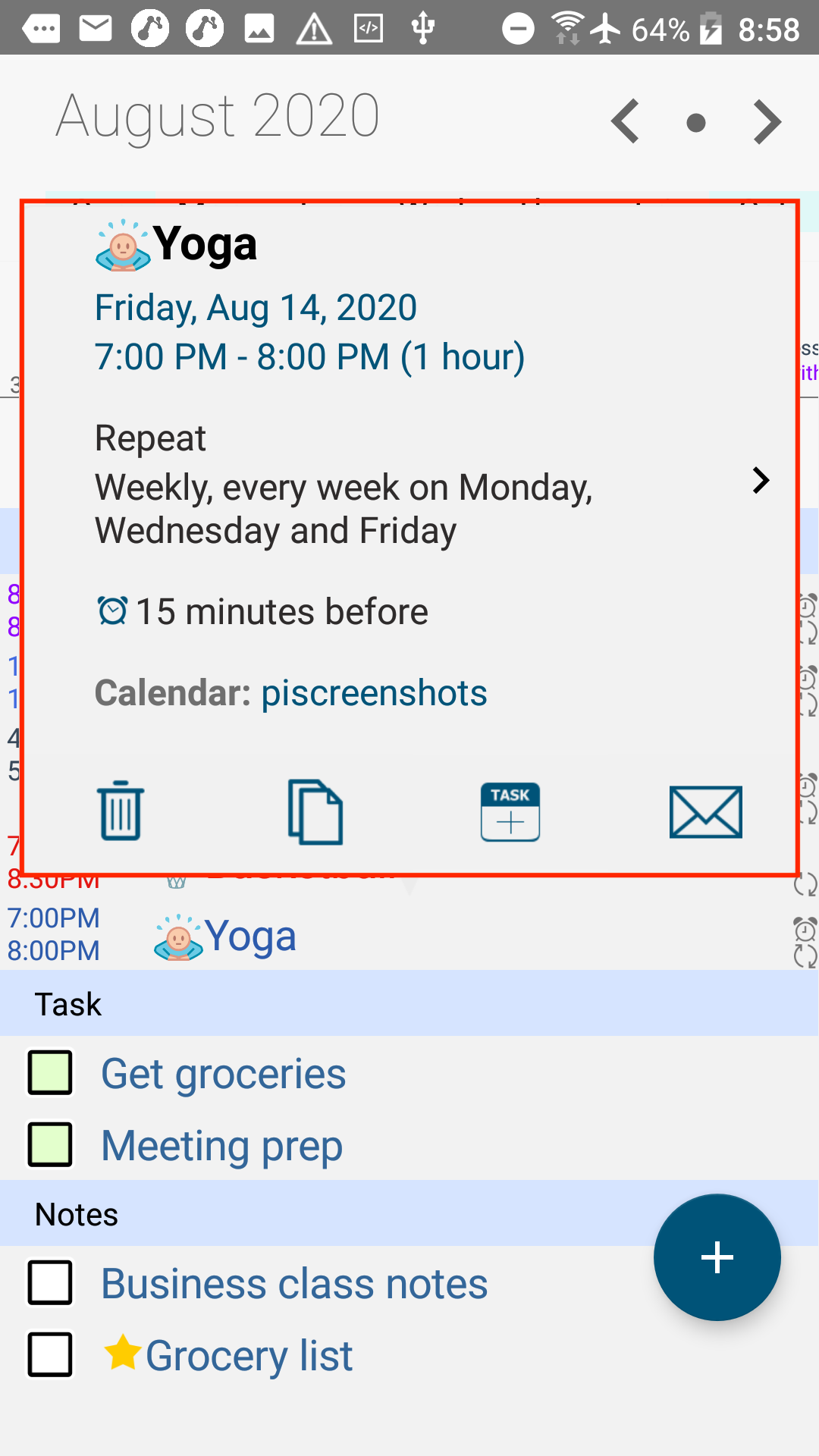 popup - Pocket Informant